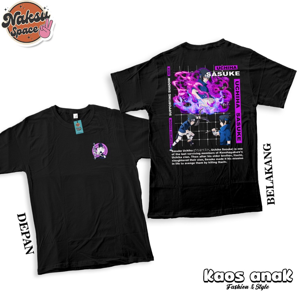 KATUN Children's T-SHIRTS - ANIME NARUTO UCHIHA SASUKE T-SHIRTS ...