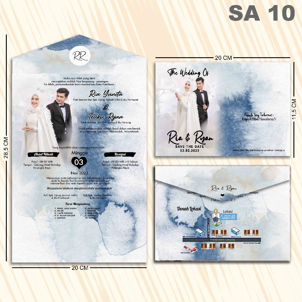 Elegant Rustic 3 Fold Envelope Style Brief Card Wedding Invitation ...