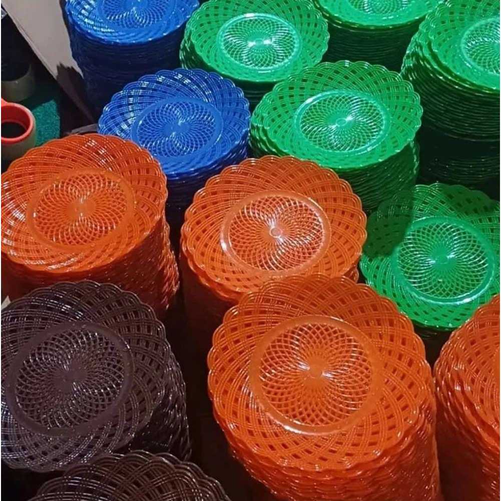 Plastic woven rattan plates / plastic rattan style serving plates ...