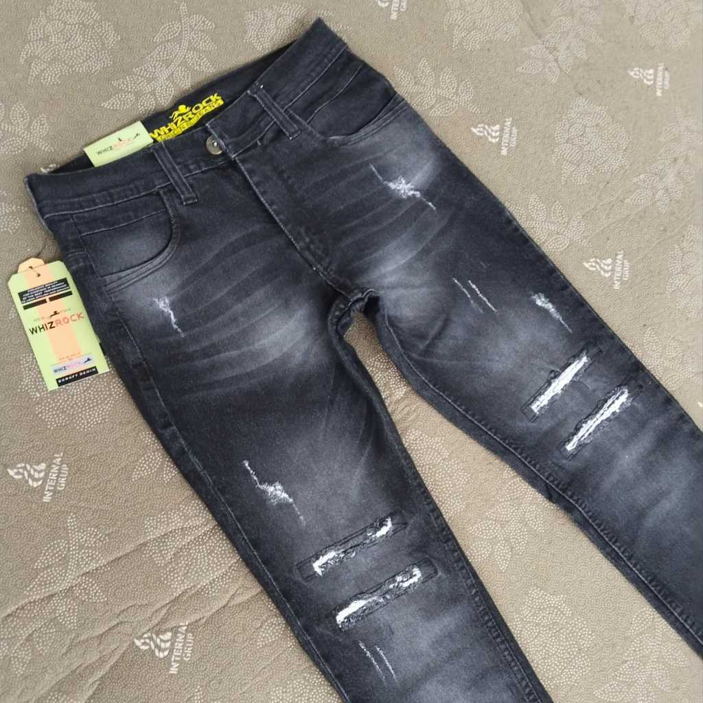 Men's Ripped Knee Layer Jeans Black EDITIONS MANROCKTM DN1171 Stretch ...