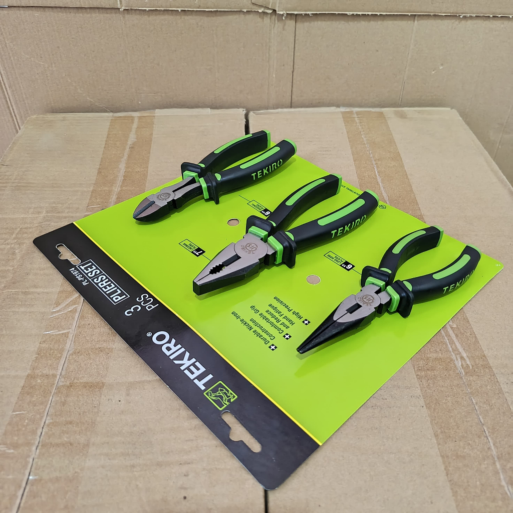 Combination pliers 7" Cutting pliers 6" Taper pliers 6" Package of ...