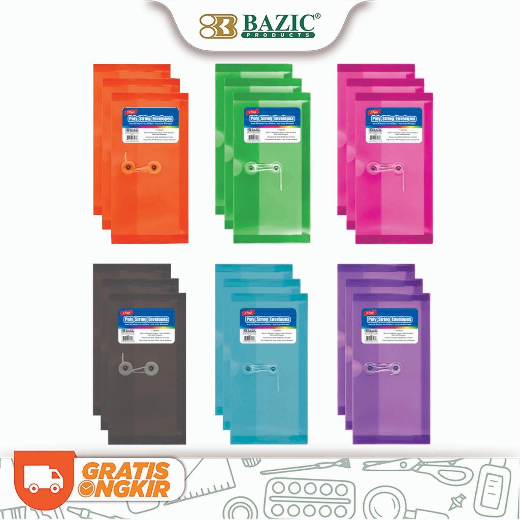 Bazic Poly String Envelope Small - Small Plastic Rope Folder for Money ...