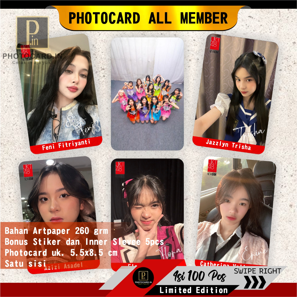 Photocard All Member Varian III JKT48 Contents 100pcs (Free Sticker And Inner (5pcs) Unofficial ...