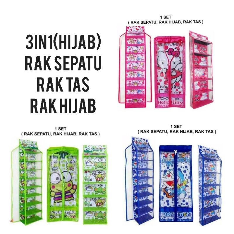 3 in 1 Hanging set Rack (Shoe Rack, Bag Rack, hijab Rack) | Shopee ...