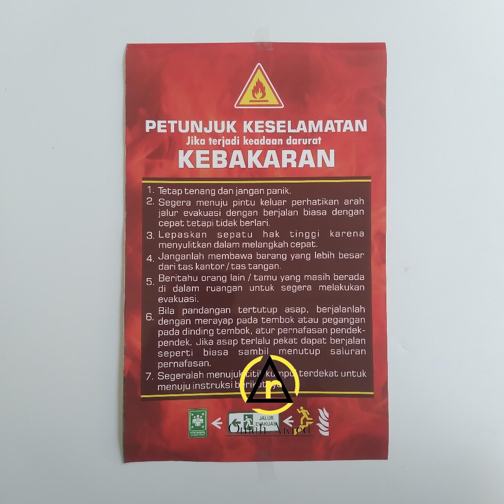 Fire Safety Instruction Sticker - K3 - Evacuation Route | Shopee ...
