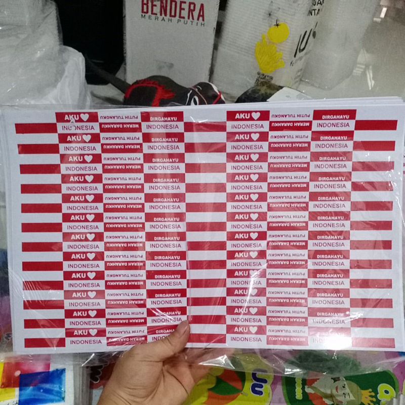 MERAH Red and White Flag Stickers/Pick Stickers 1 Sheet contains 108pcs ...