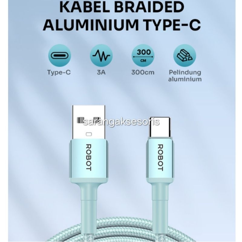 Robot RSC300 Fast Charging Charger Cable 3A USB A to Type C 3M 300cm ...