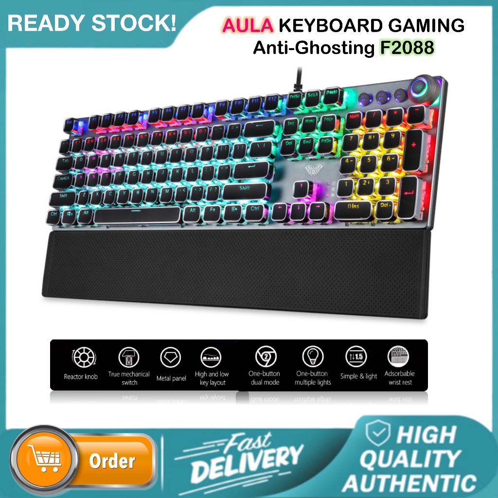 Hall F2088 Punk RGB Mechanical Multimedia Gaming Keyboard | Shopee ...