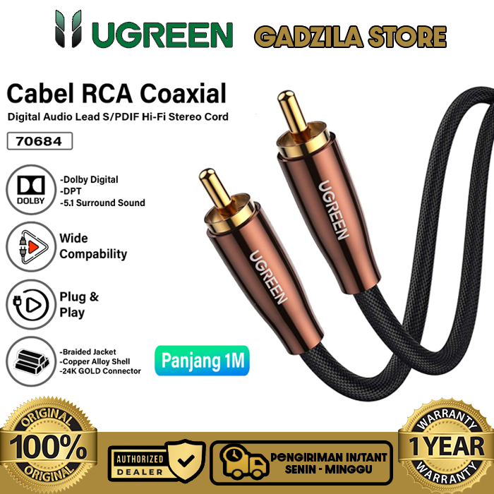 UGREEN RCA Cable Male to Male Cable Digital Audio Coaxial S/PDIF 70684 ...