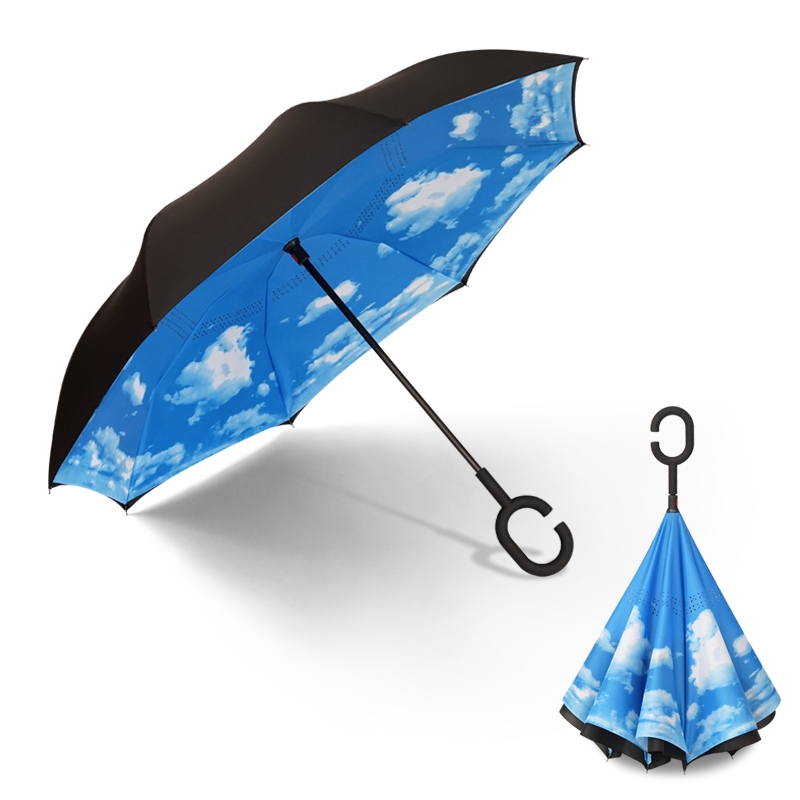 Gyt Inverted Umbrella Two Layers Straight Umbrella C Shape Curved ...