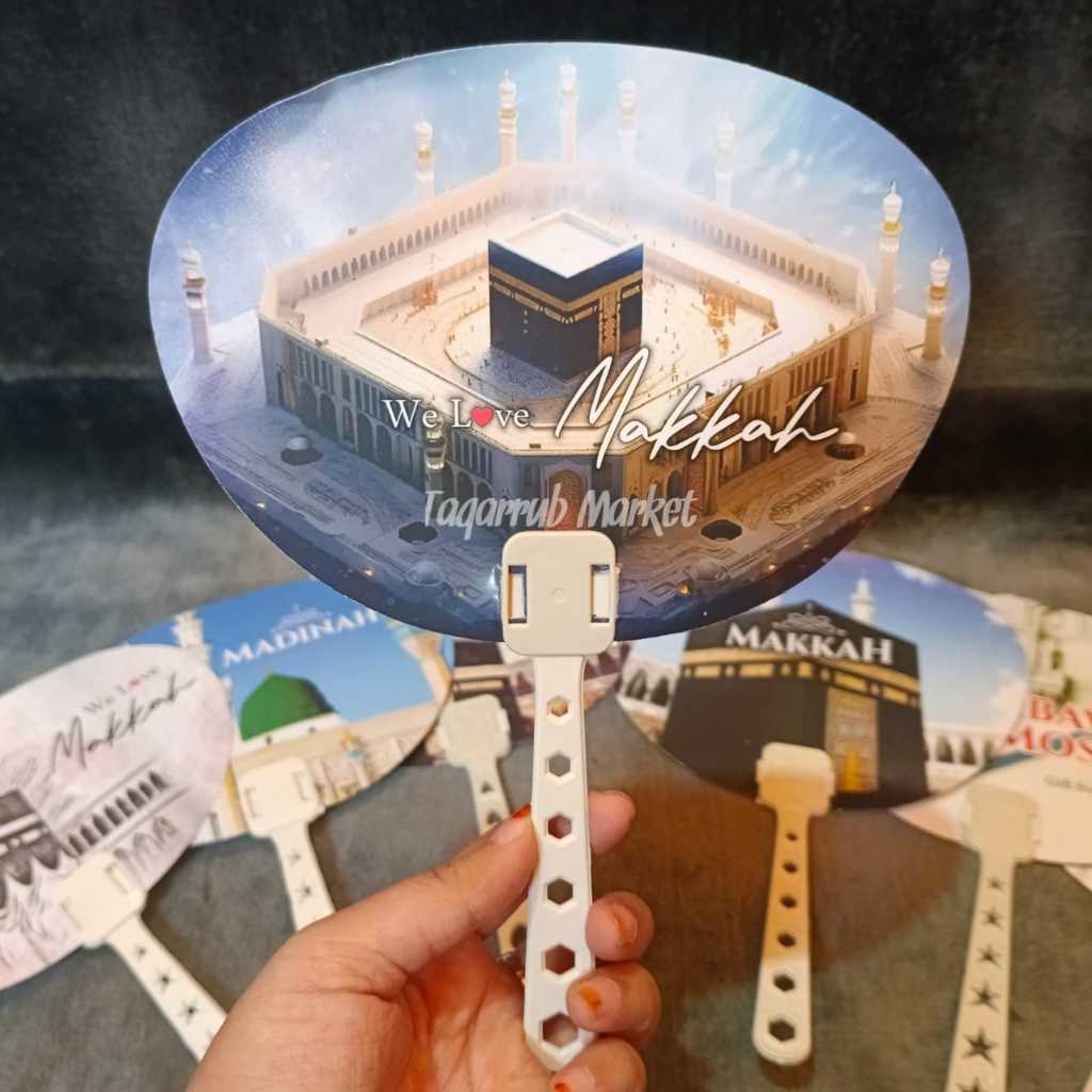 (50 PCS) Mecca Medina Hand Fan SOUVENIR By haji umroh MADINAH MEKAH FAN ...