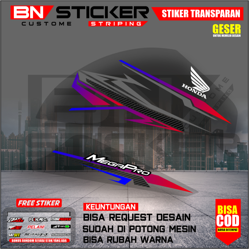 Striping DECAL MEGAPRO FACELIFT CUSTOM TRANSPARENT STRIPING MEGAPRO ...