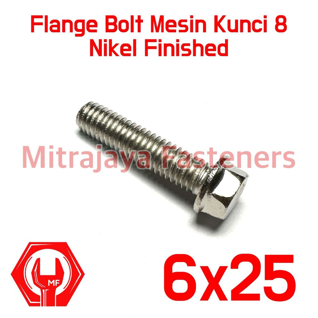 MESIN Engine Block Bolt Flange Bolt 6x25 8-key Nickel FINISHED | Shopee ...