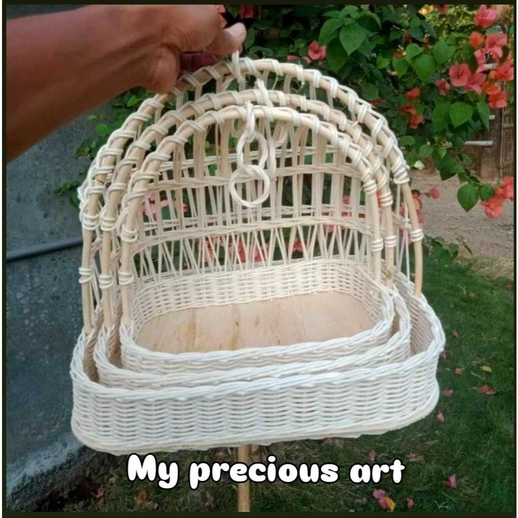 !!Woven Rattan Parcel Basket Motif Swing Box Seseraha Tray Wedding ...
