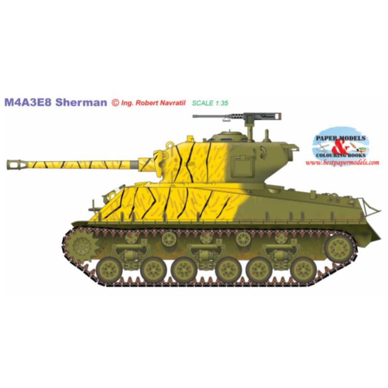 Korean sherman M4A3E8 sherman tank papercraft Pattern Sheet 35th Scale ...