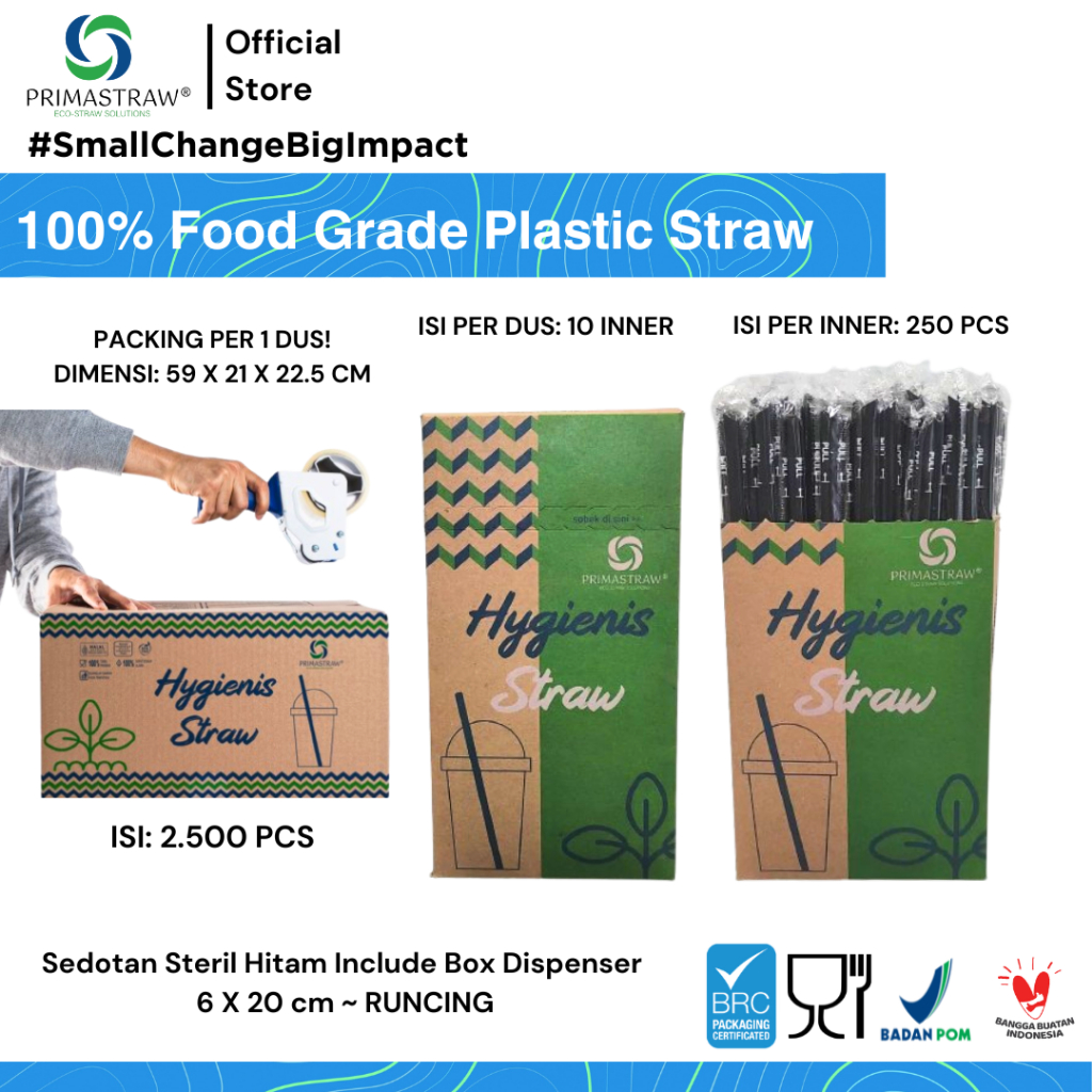 Primastraw - Sterile Pointed Plastic Straws 6x200mm + Dispenser Box (2 ...