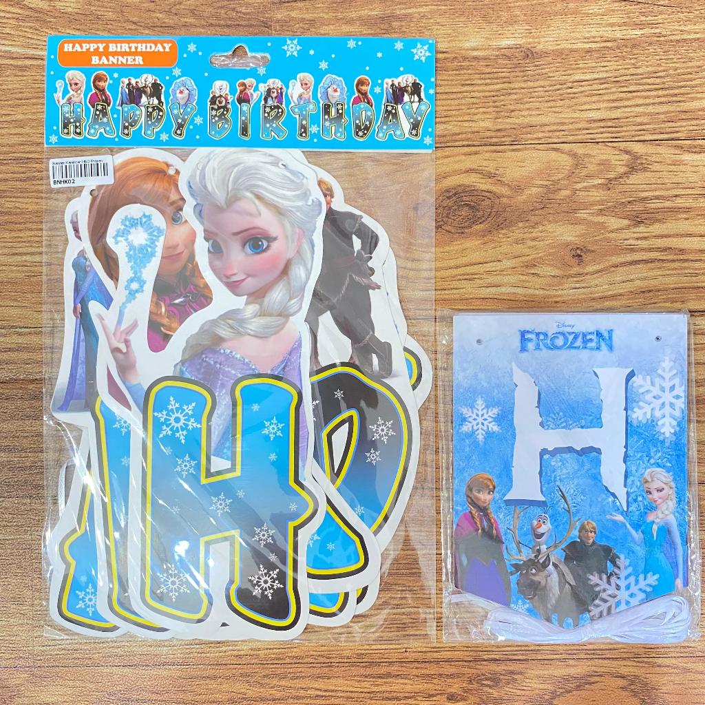 Frozen Cartoon Character Banner Frozen Elsa Happy BirthDay Bunting Flag ...