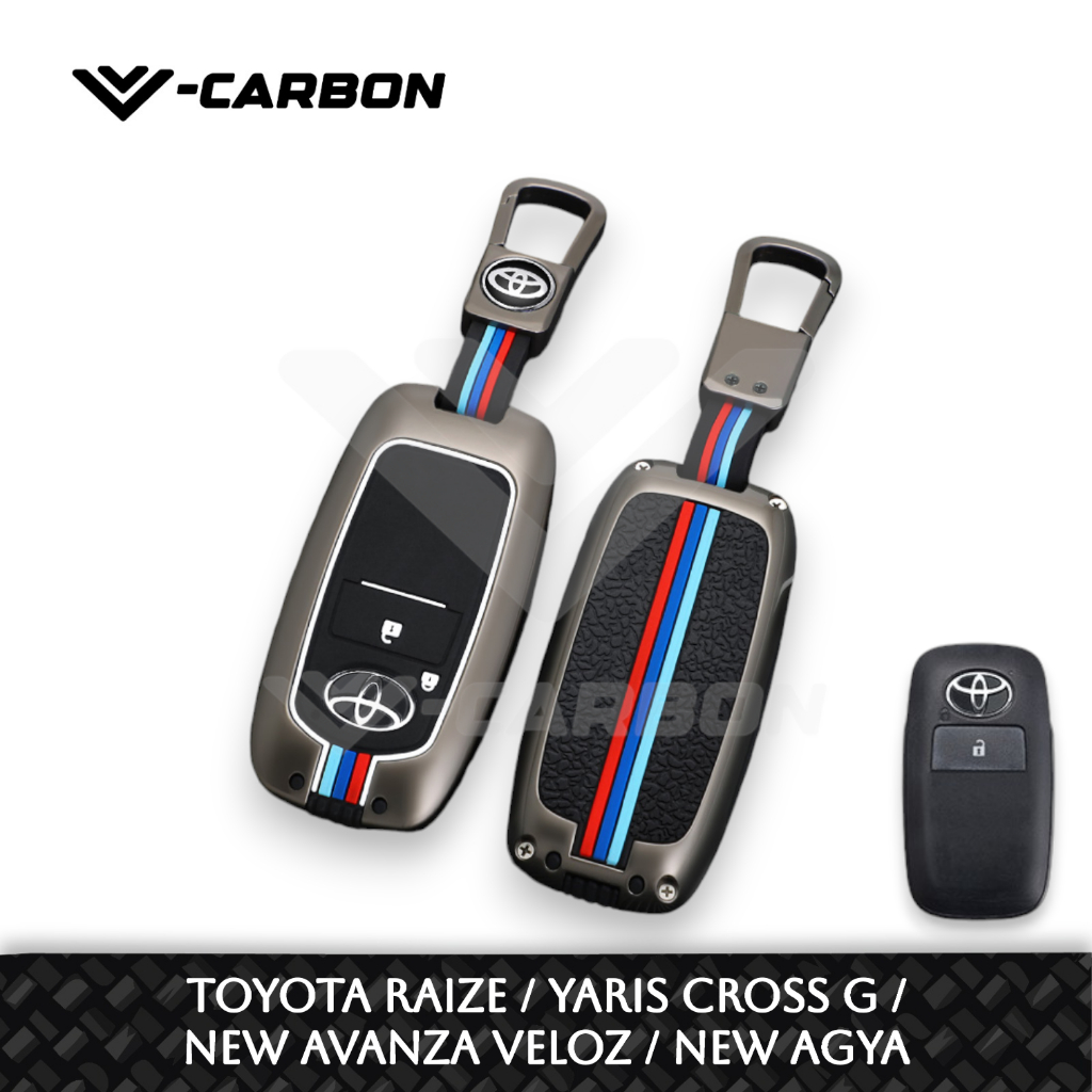 V-carbon Metal Key Cover Smartkey Casing Metal Key Cover Toyota Raize ...