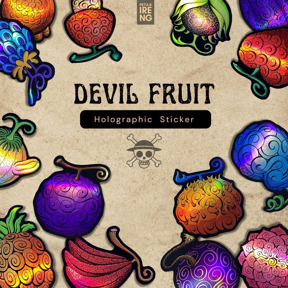 Black PLATE One Piece Devil Fruit Hologram Sticker Die Cut / Unit ...