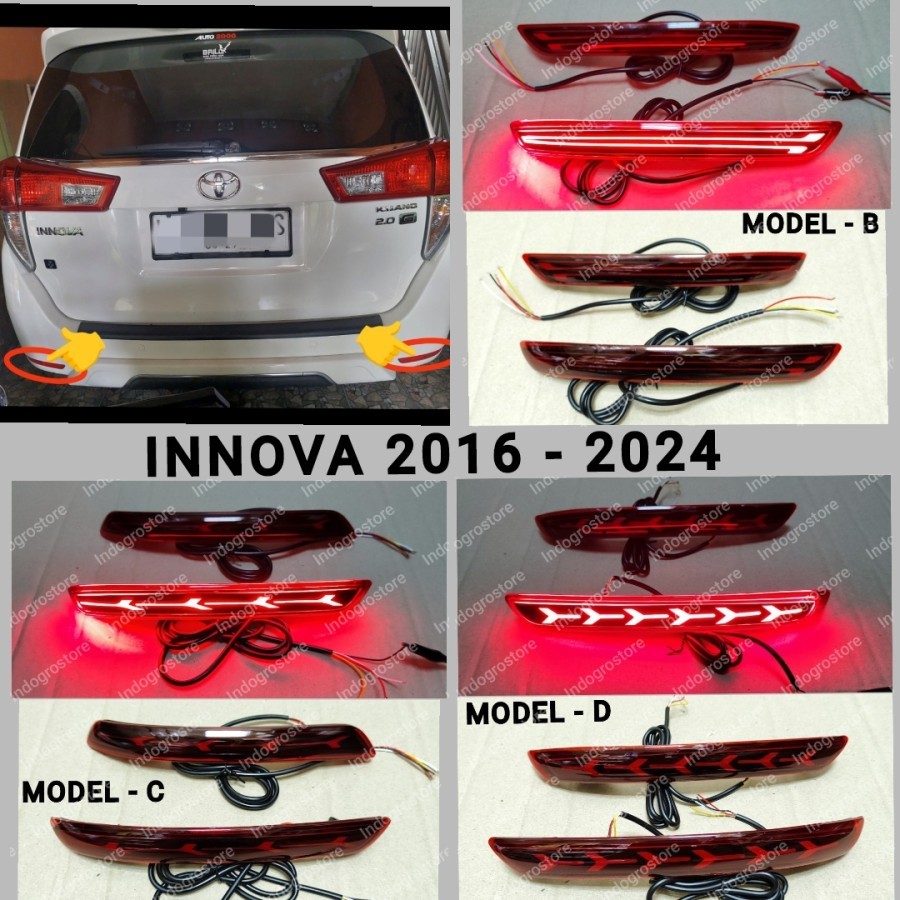 All New Innova Reborn Venturer Car LED Rear Bumper Reflector Light 2016 2017 2018 2019 2020 2021 ...