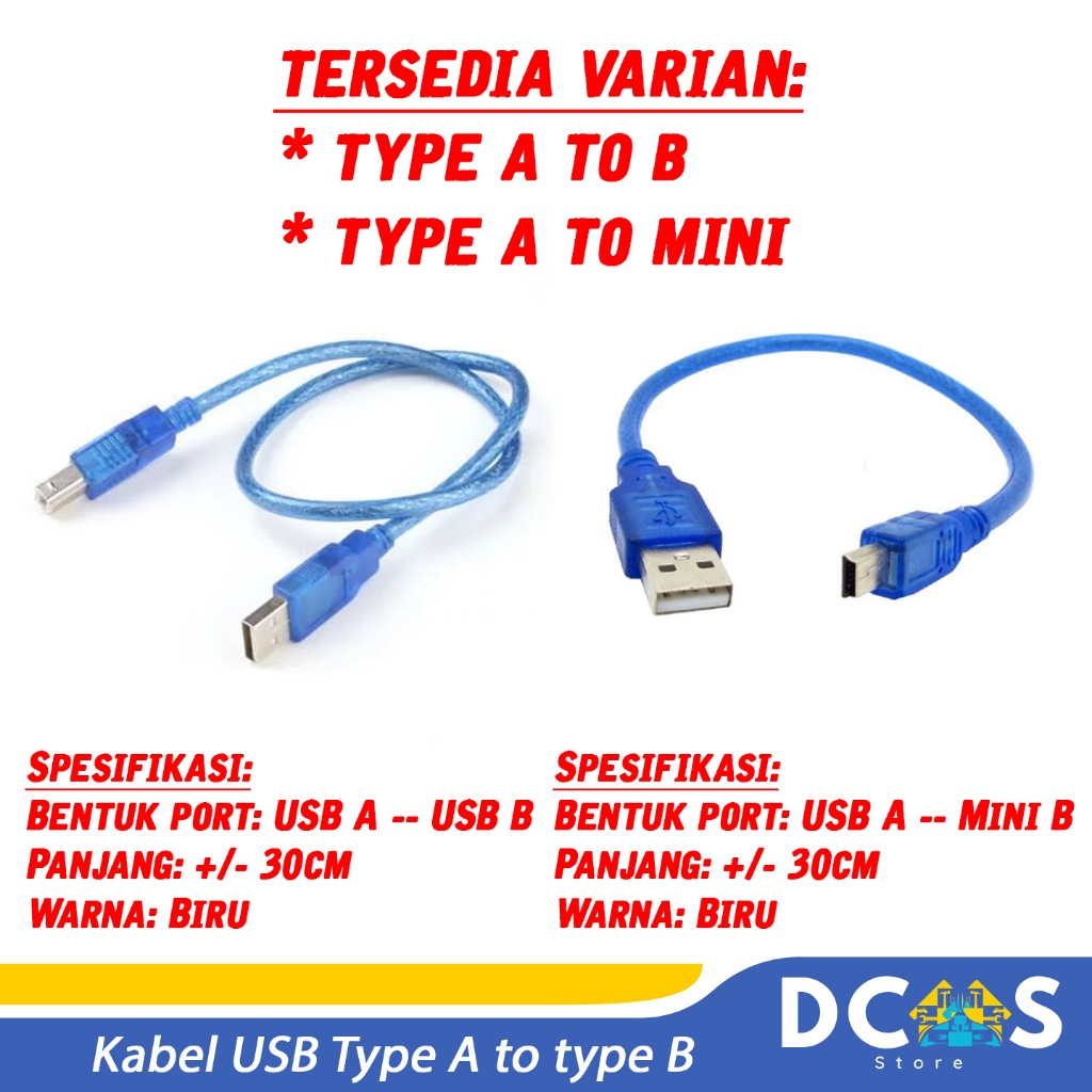 Usb type A to type B Cable / Mini Cable Printer Arduino UNO MEGA Nano ...