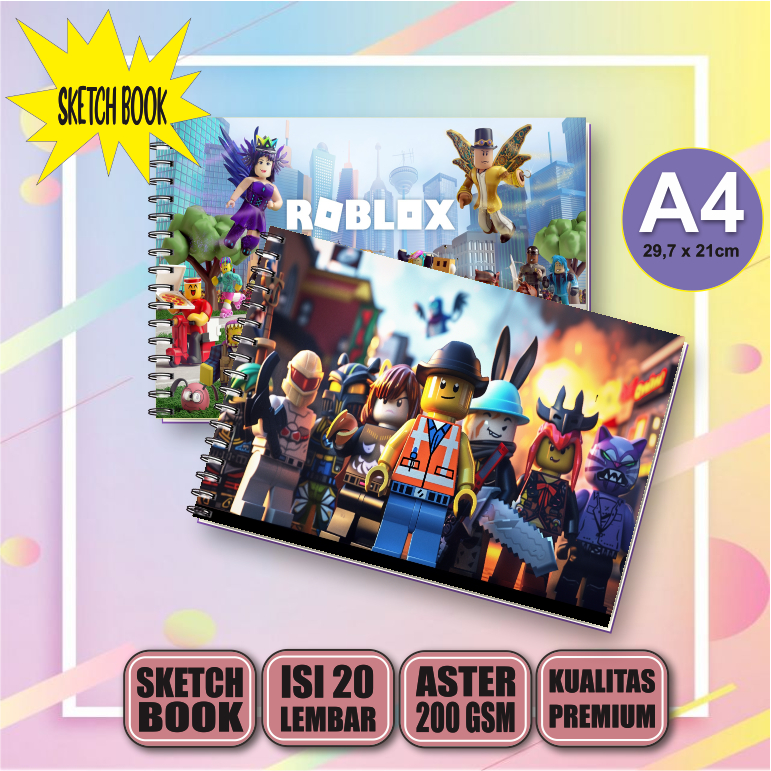 Roblox A4 Sketchbook, 20 Sheets/40 Pages Spiral Volume Vertical Drawing ...