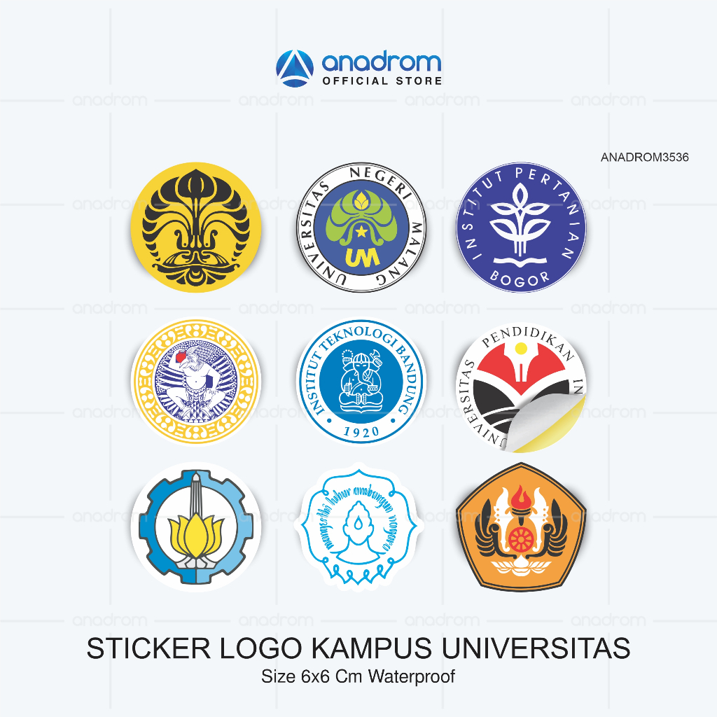 Campus Logo Sticker | University Logo Sticker | Size 6x6 Cm Waterproof ...