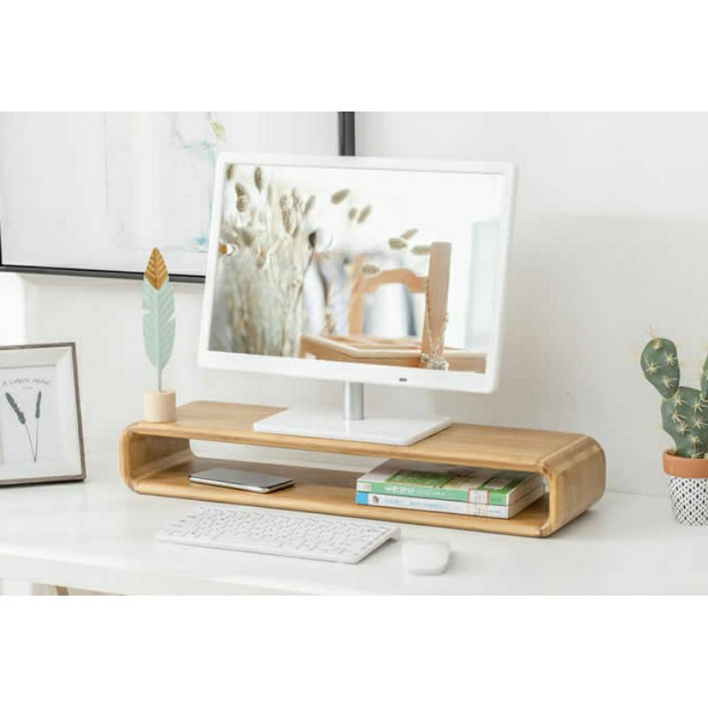 KAYU Monitor table, Elegant curved Monitor Stand, riser Stand, Wooden ...