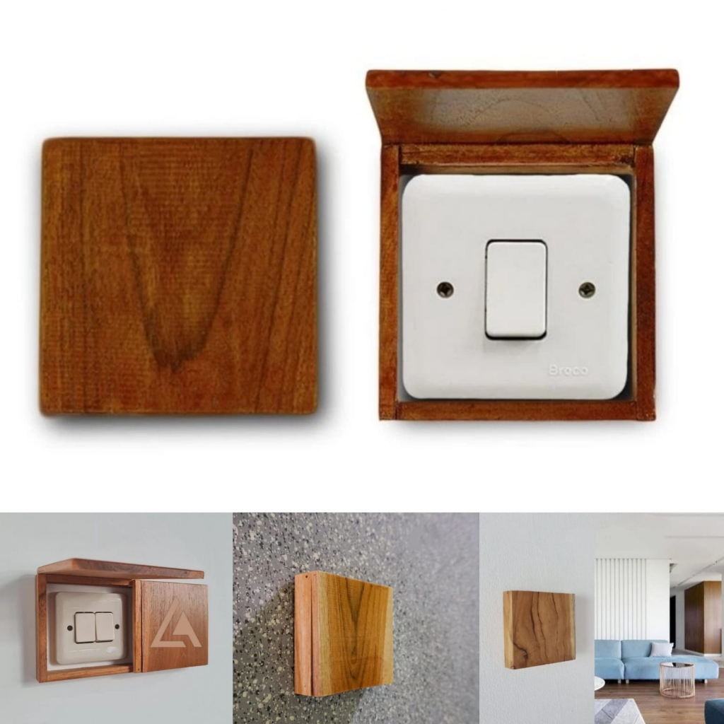 KAYU Genuine Teak Wood Light Switch Frame 3D Switch Frame Outlet Frame ...