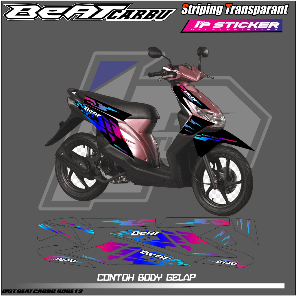 BEAT CARBU BEAT CARBU STRIPING STICKERS - HONDA BEAT CARBU MOTORCYCLE ...