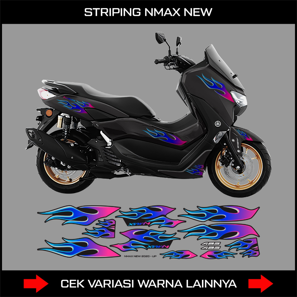 New NMAN FIRE STRIPING STICKER / NMAX NEW 155 MOTORCYCLE BODY VARIATION ...