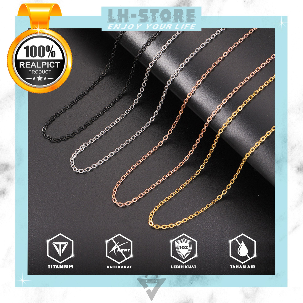 Titanium Necklace Men Women Plain Nori Chain Model Gold Silver Plated ...