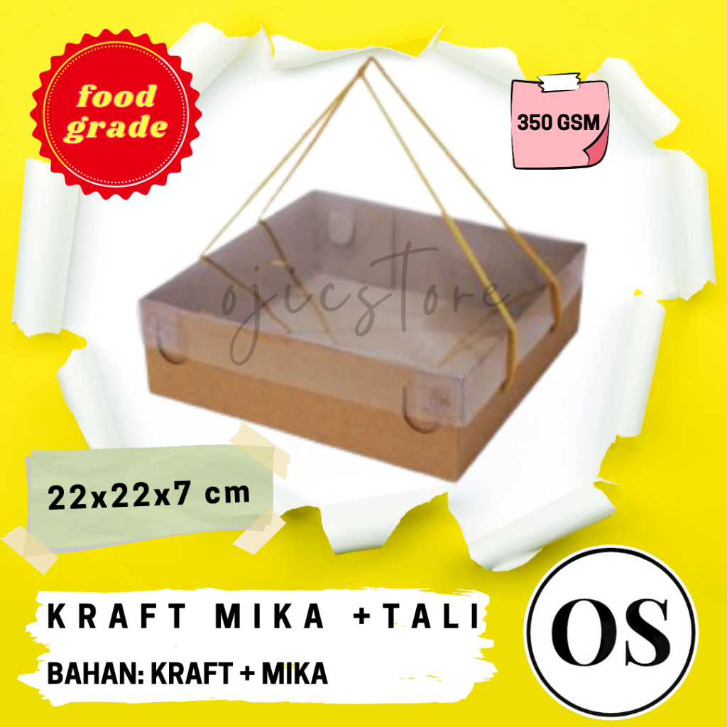 Kraft Rope Box With Separate Mica Lid 22x22x7 CM 350 GSM for Rice ...