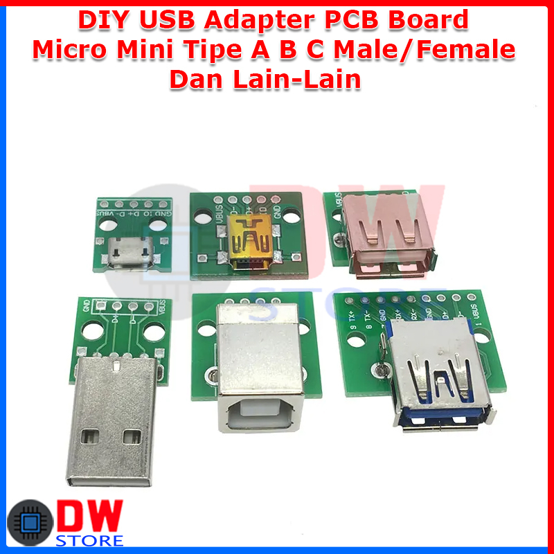 Diy USB PCB Adapter Module Type ABC Micro Printer Male Female | Shopee ...