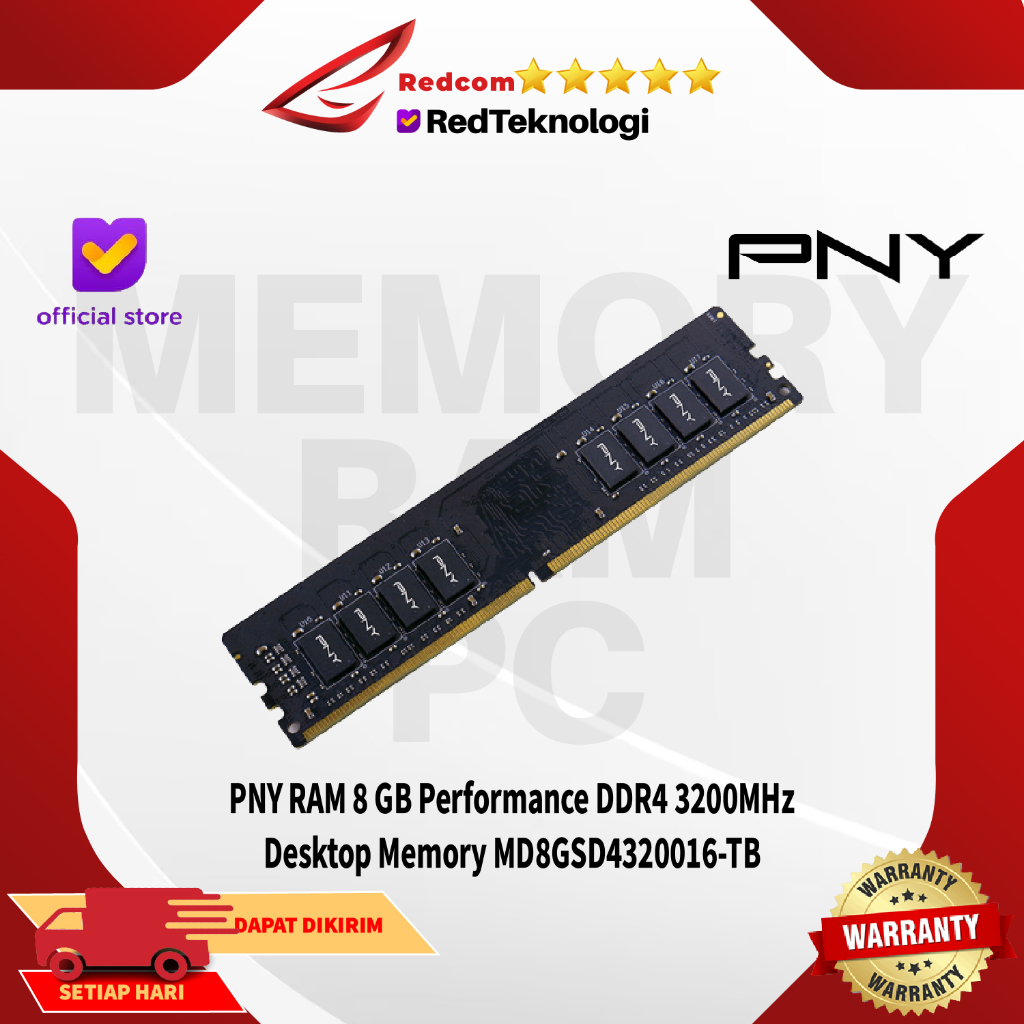 Pny RAM 8gb Performance DDR4 3200MHz Desktop Memory MD8GSD4320016-TB | Shopee Philippines