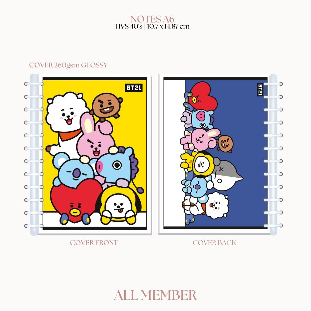 A6 NOTES BT21 (CONTENTS 40 HVS + 2-SIDED LAMINATED COVER) NOTEBOOK ...