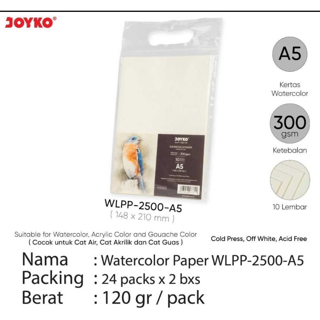 Water color paper wlpp 2500 A5 contains 10 sheets of cold press 300 gsm ...