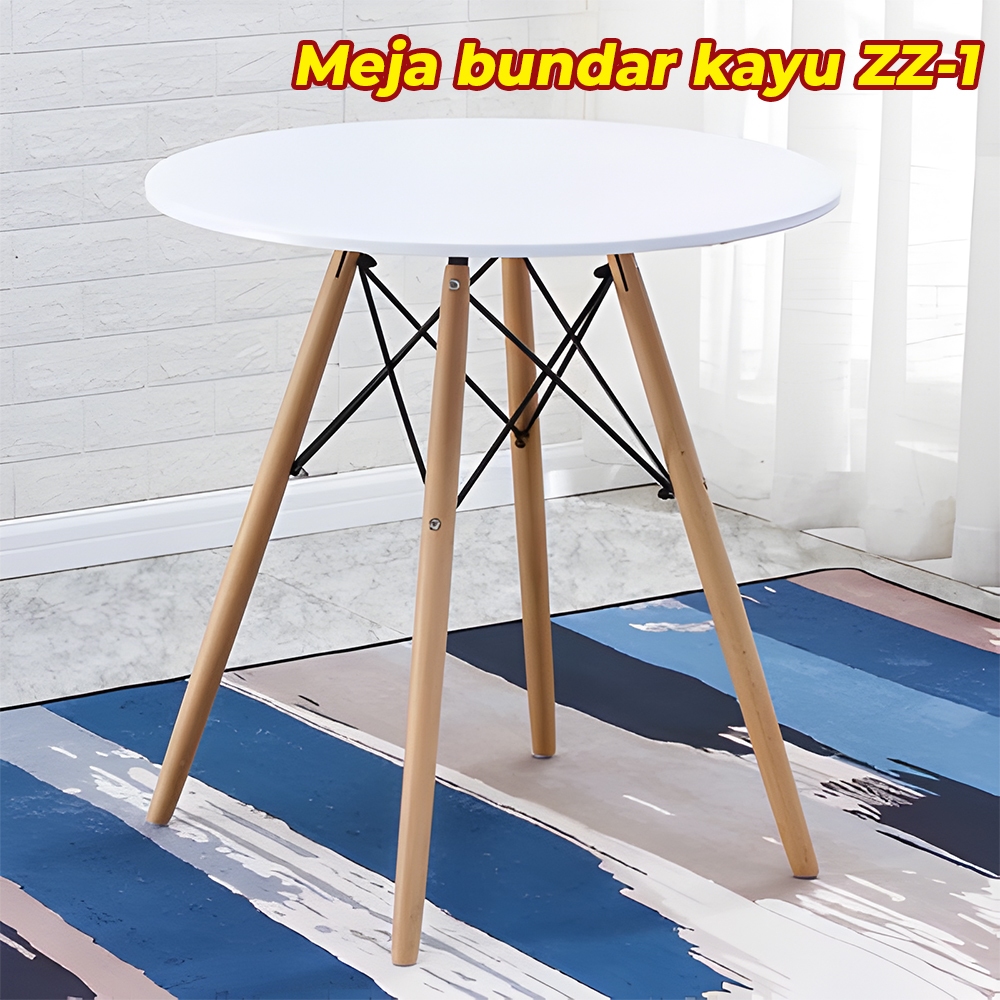 KAYU Minimalist Wooden Round Table Eames Dining Table Modern Cafe Table ...