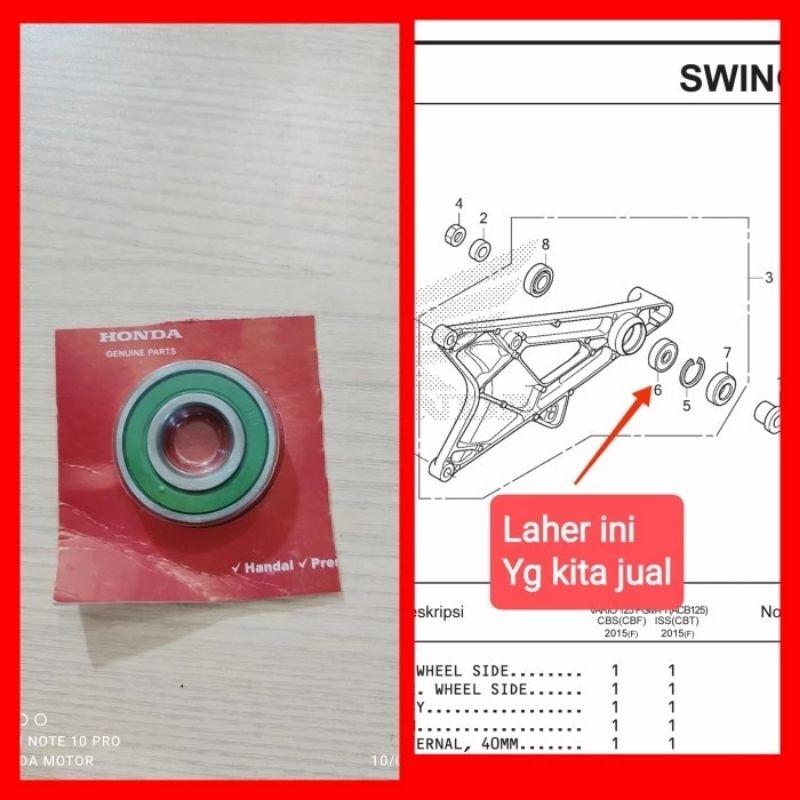 BEARING SWING AREM LAHER SWING ARM HONDA VARIO 125 OLD VARIO 125 LED VARIO 150 PCX 150 VARIO 160 ...