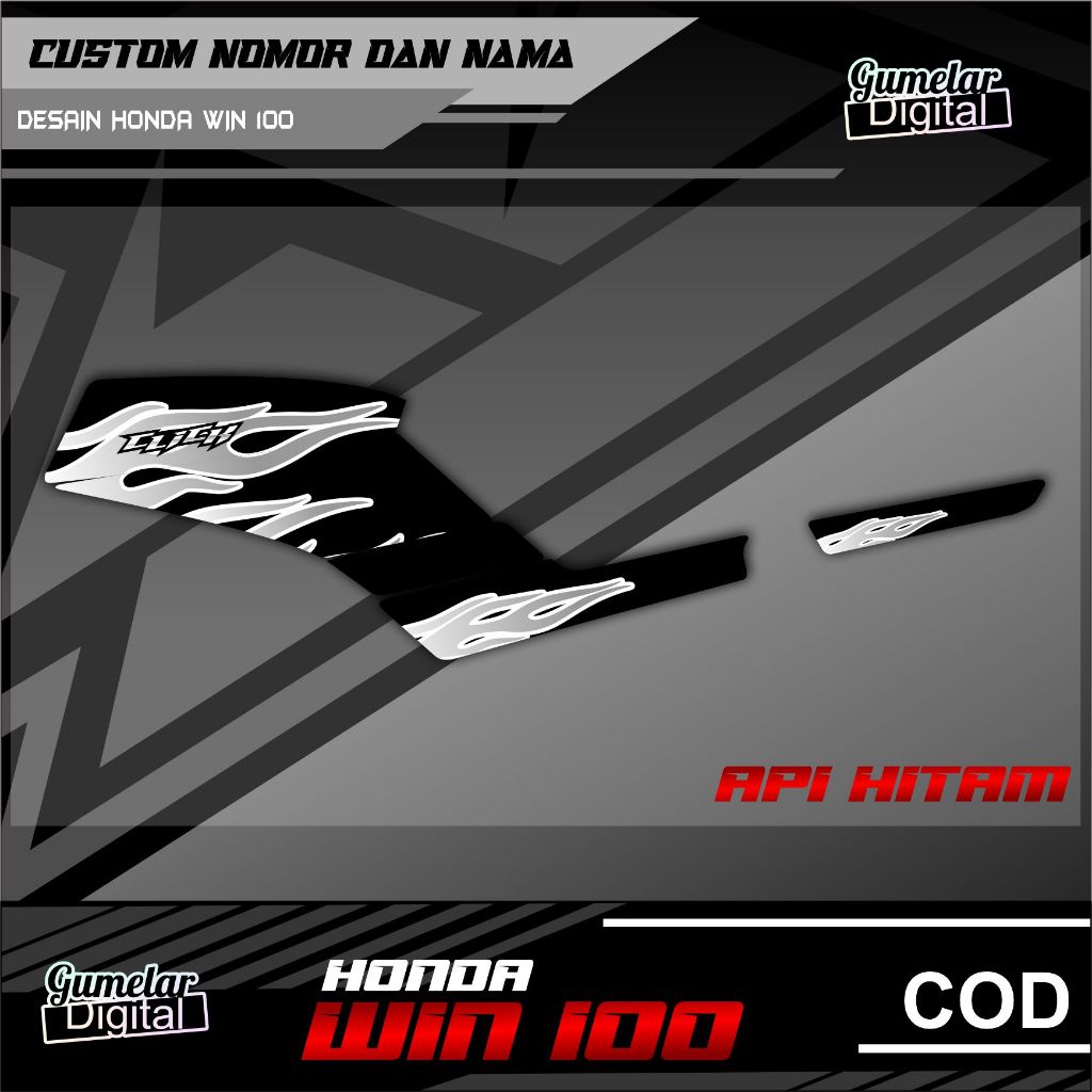 SIMPLE STRIPPING HONDA WIN 100 API HOT WHEELS CUSTOM NAME ALREADY CUT ...