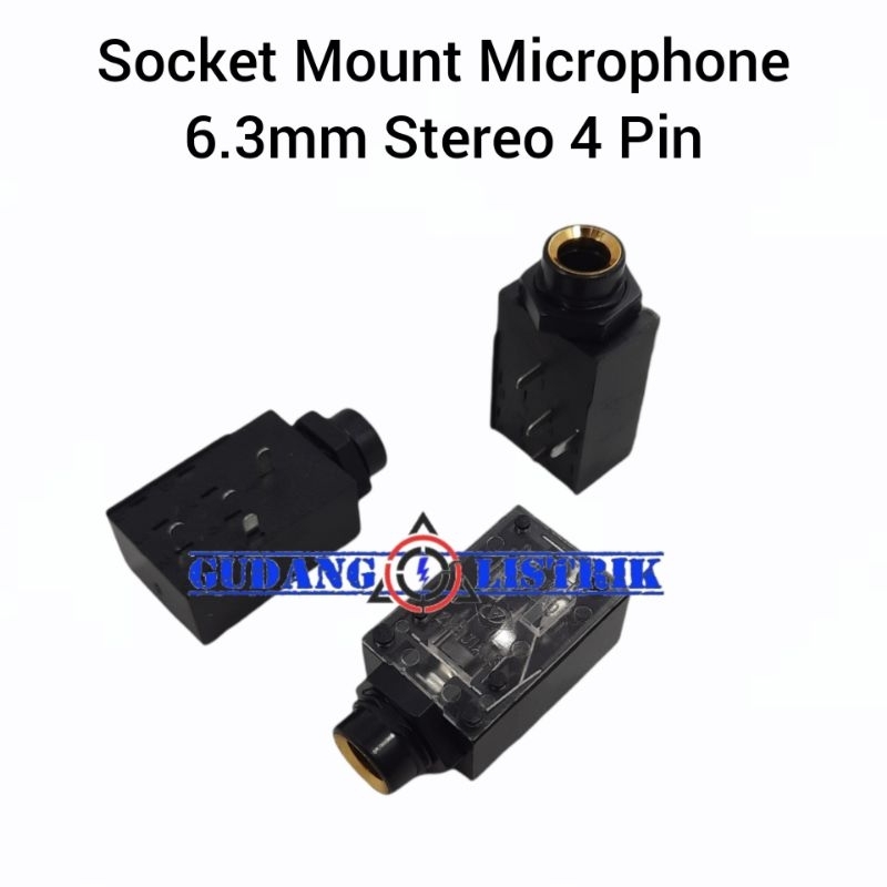Socket Mount Microphone Hole Akai 6.5mm 4-Pin Stereo Guitar Jack ...
