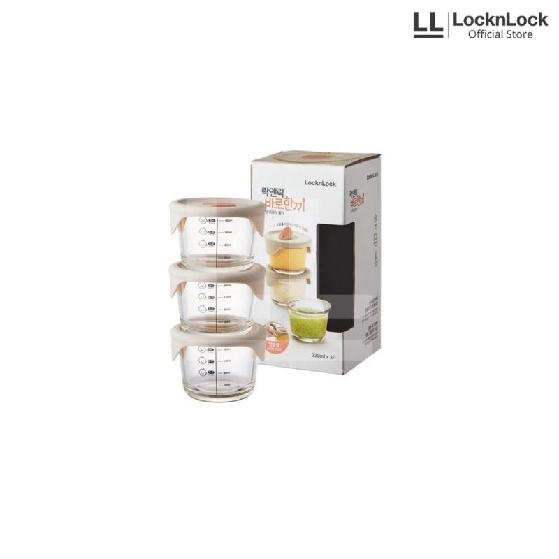 Locknlock Oven Glass Food Container Baby Pasta 3Pcs 230Ml - GREEN ...