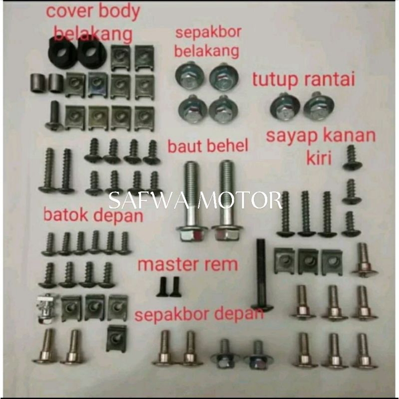 Complete bolts for the Satria Fu 150 body | Shopee Philippines