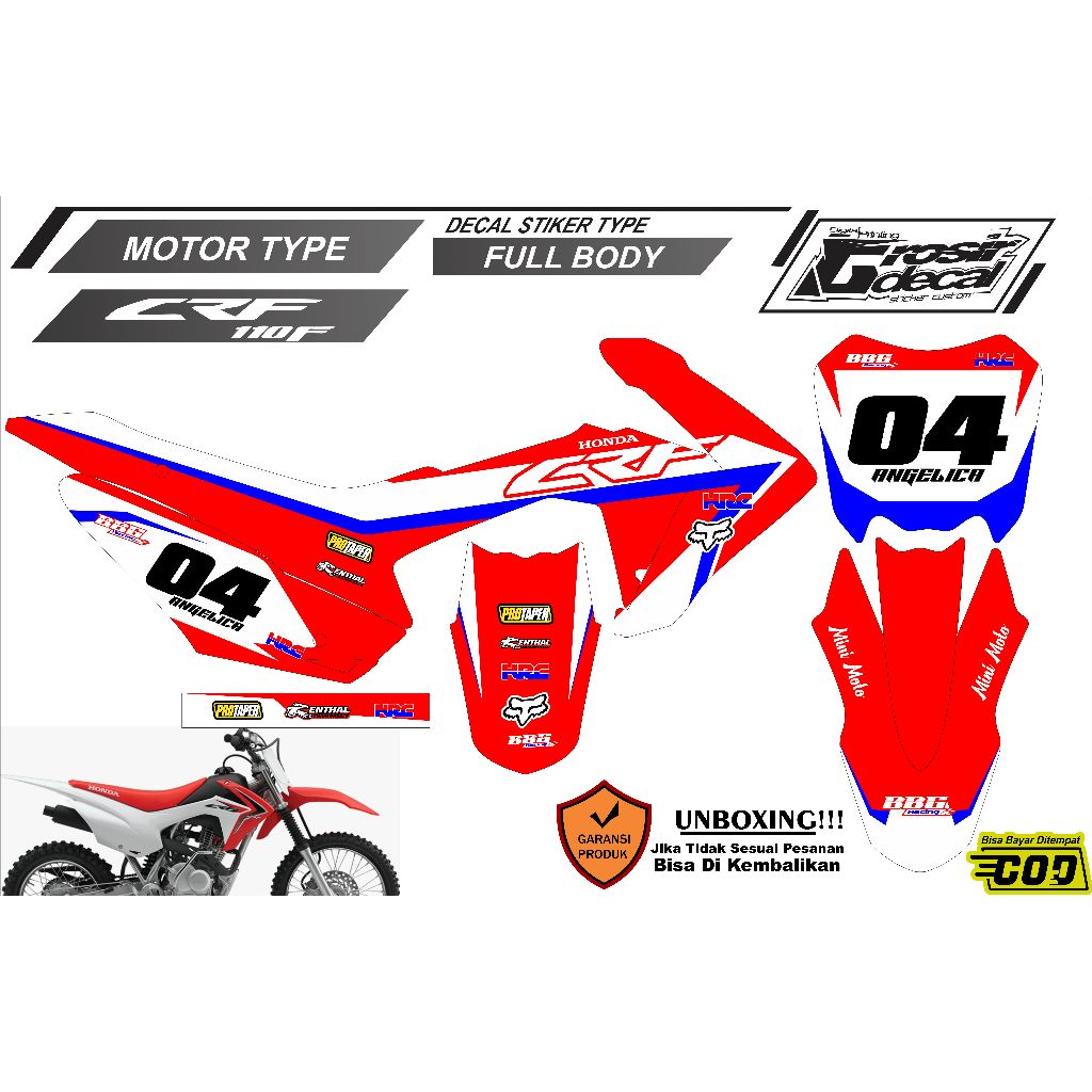 Cool CRF 110 Mini Trail Sticker Decal Full Body Free Custom CRF 110 ...