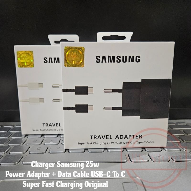 SAMSUNG 25w Power Adapter Charger + USB Type-C To C Data Cable Super ...
