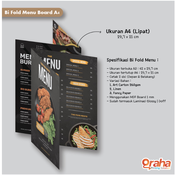 Print List of Menu Boards / Menu Boards / A4 Resto Menus (Bi Fold ...