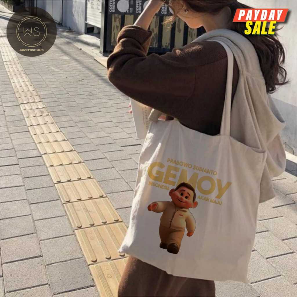 WINSTORE.ID15 Tote Bag PRABOWO GEMOY INDONESIA ART DTF Canvas Tote Bag ...