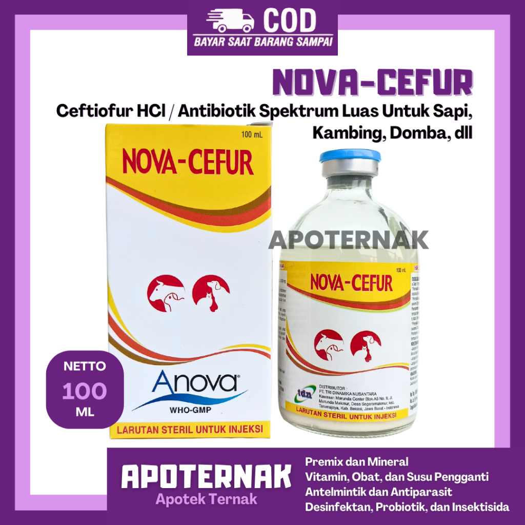 Nova CEFUR 100ml - Broad Spectrum Animal Respiratory Antibiotic for ...