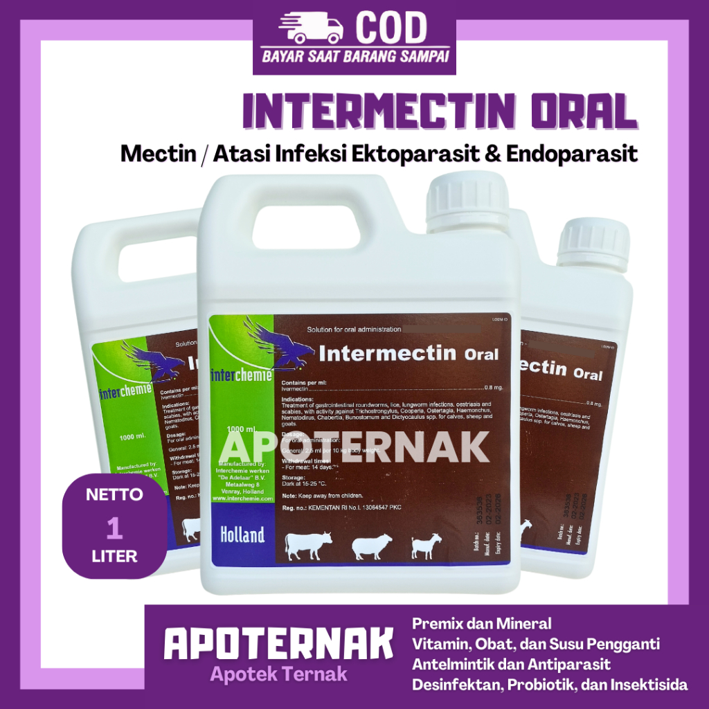 Intermectin ORAL 1 Liter - Medicine for Ectoparasite Parasites and ...