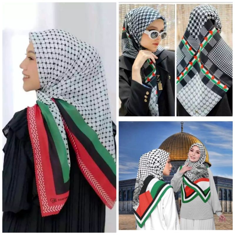 Palestinian motif Rectangular Hijab Hijab viral | Shopee Philippines